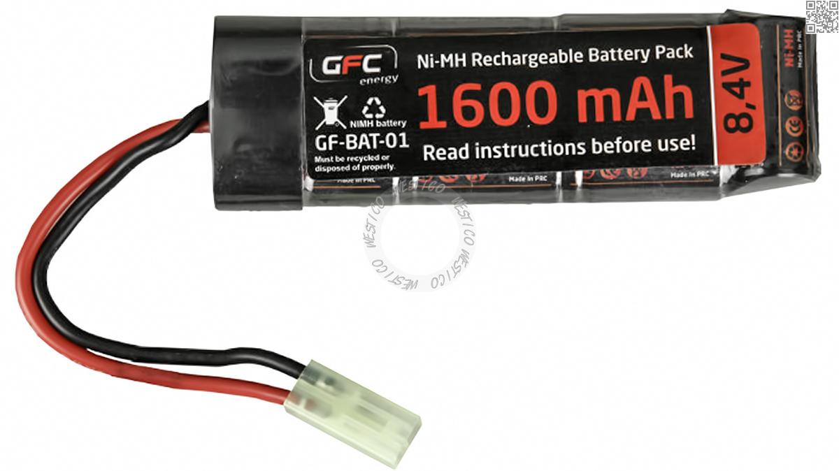 GFC Energy 1600mAh 8.4v NiMh Battery (Tamiya Mini Connector), Airsoft ...